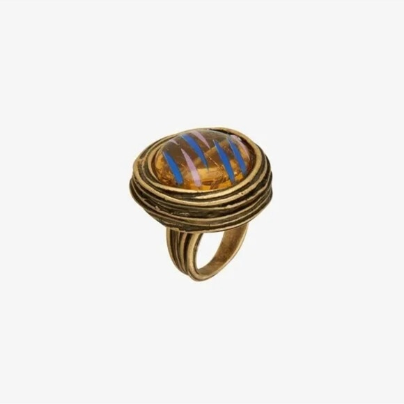 Zara | Jewelry | Zara Round Glass Ring Size Med Limited Edition Med ...